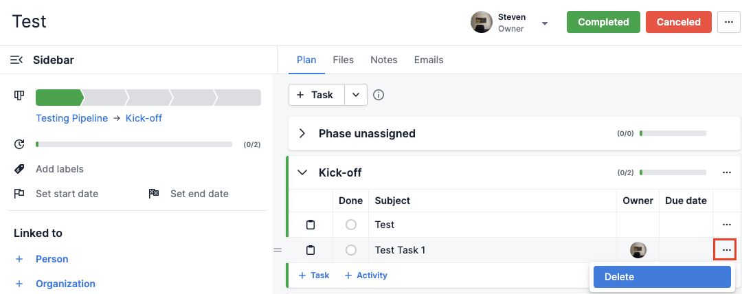 Projects: tasks and subtasks - Knowledge Base | Pipedrive